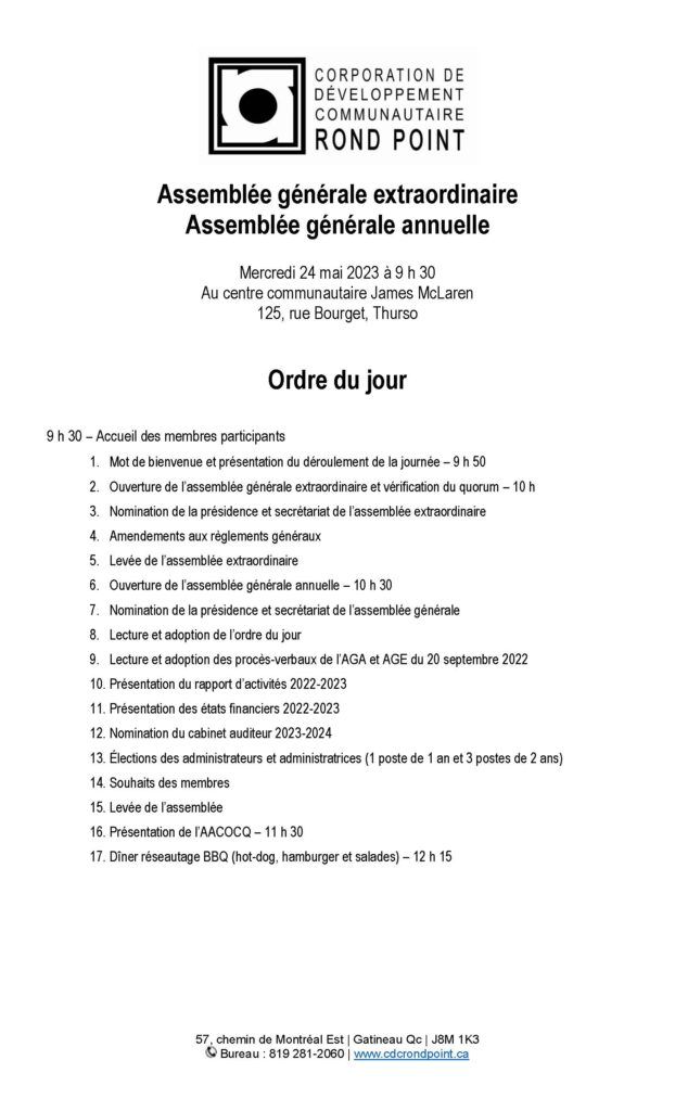 Assemblée générale 2023 – CDC Rond Point